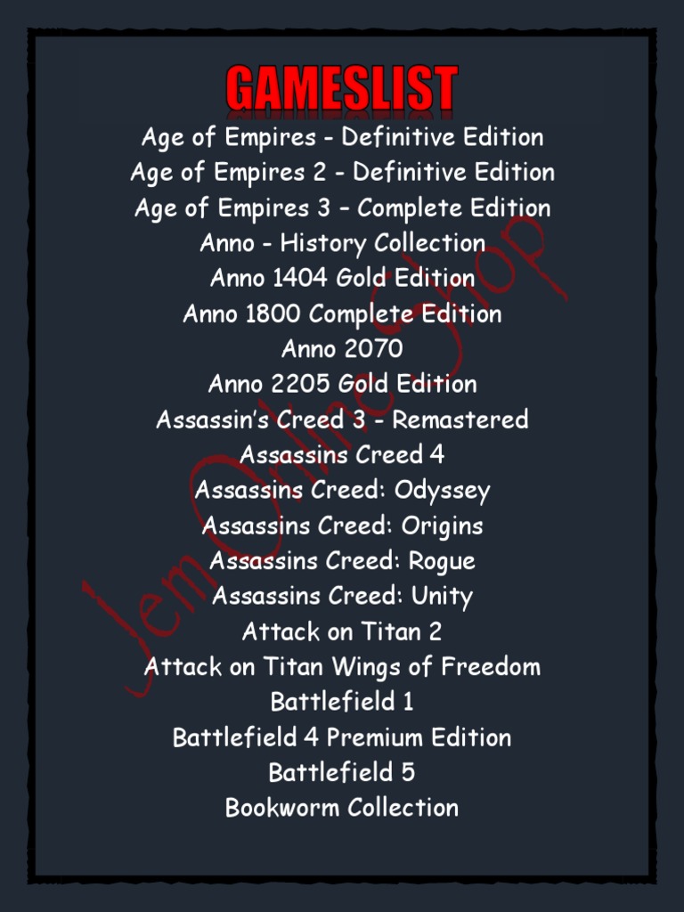 List Games | PDF | Resident Evil | Video Game Franchises