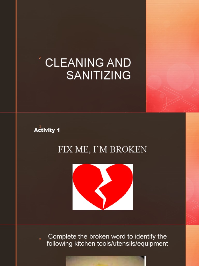Fix Me, I'm Broken: Kitchen Cleaning Activity | PDF
