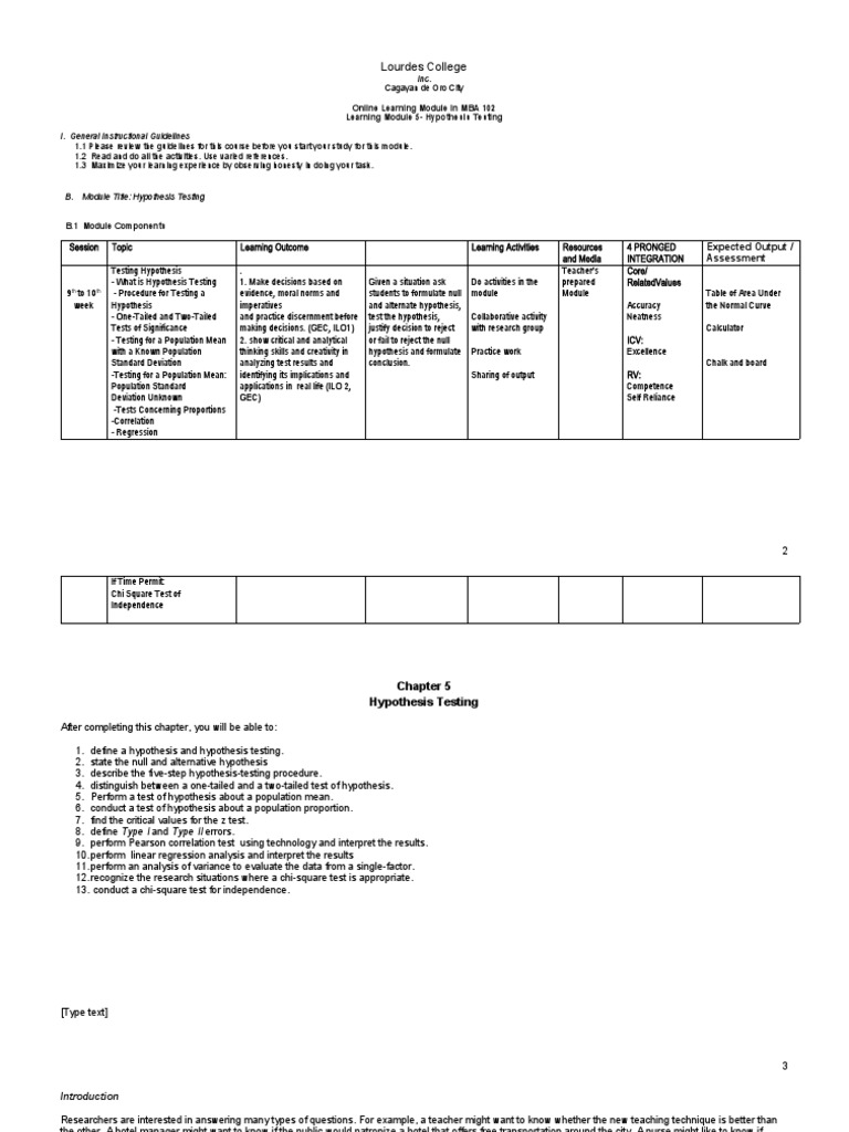 Learning Module 5 Hypothesis Testing - WITH ANSWER | PDF | P Value ...