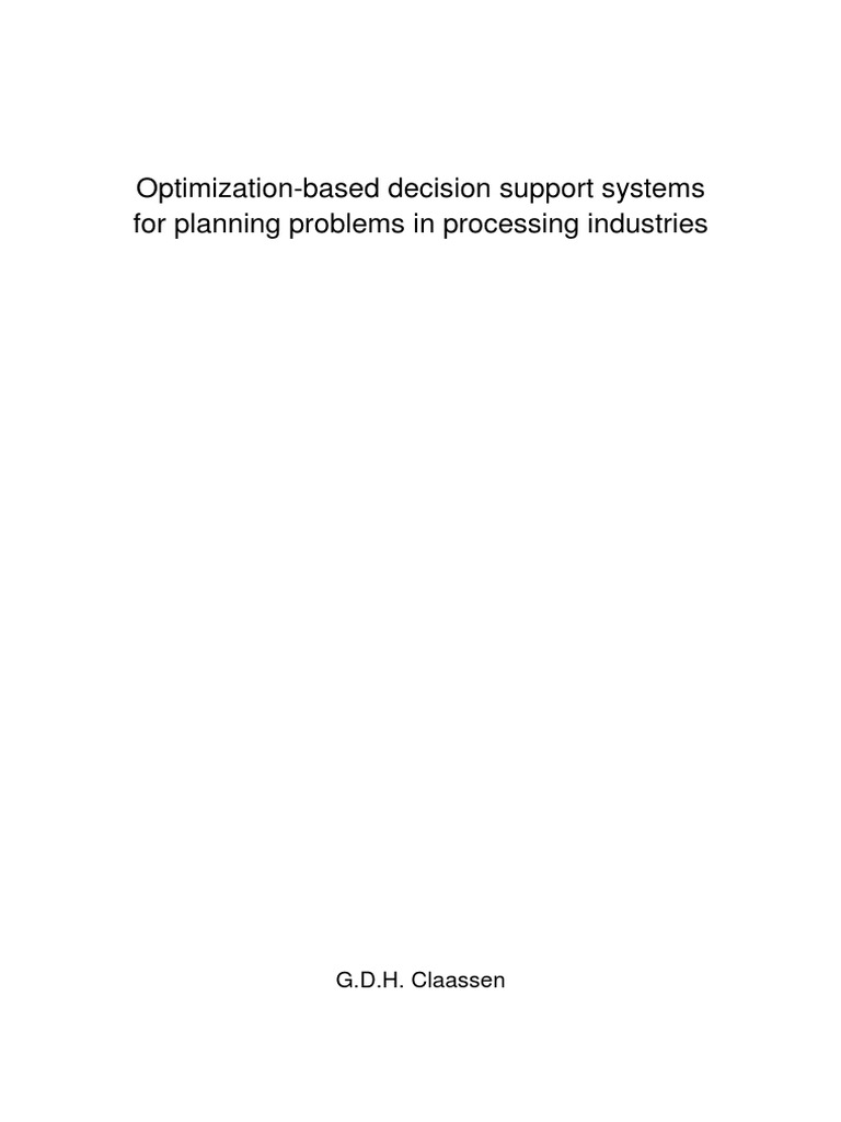 Optimization Based Decision Support Systems For Process Industry Pdf