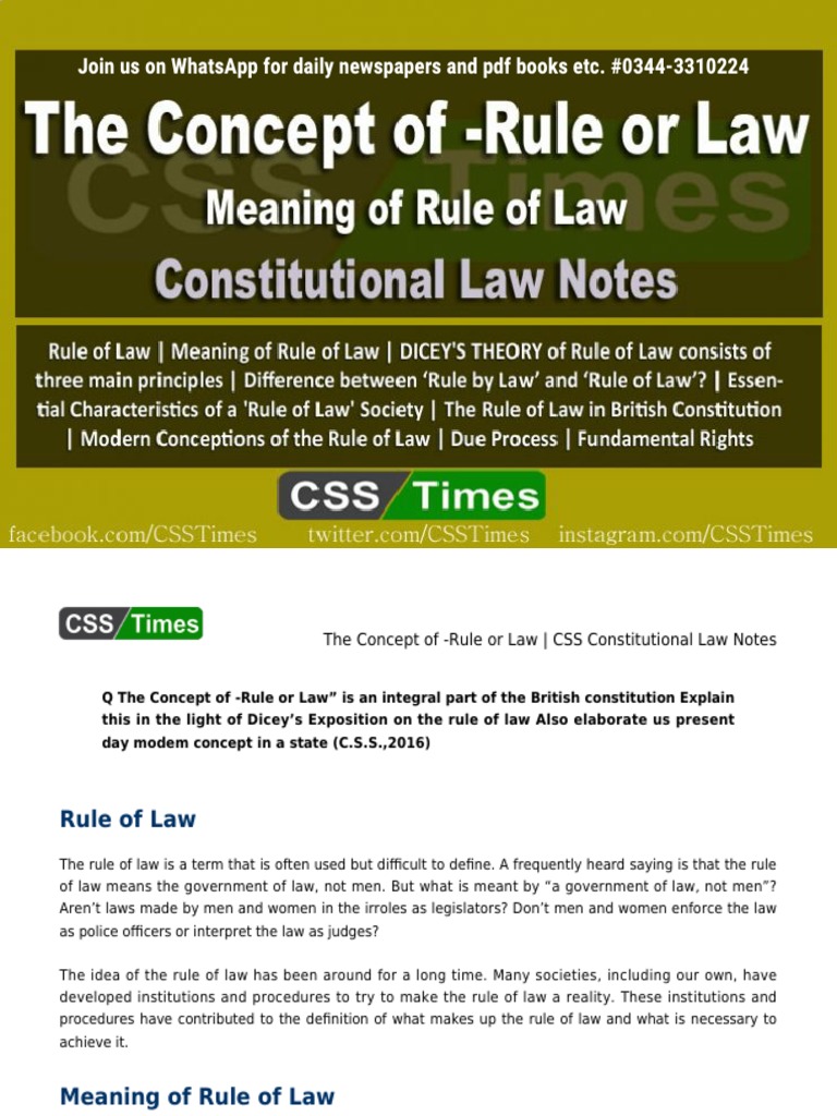 The Concept of - Rule or Law - CSS Constitutional Law Notes | PDF ...