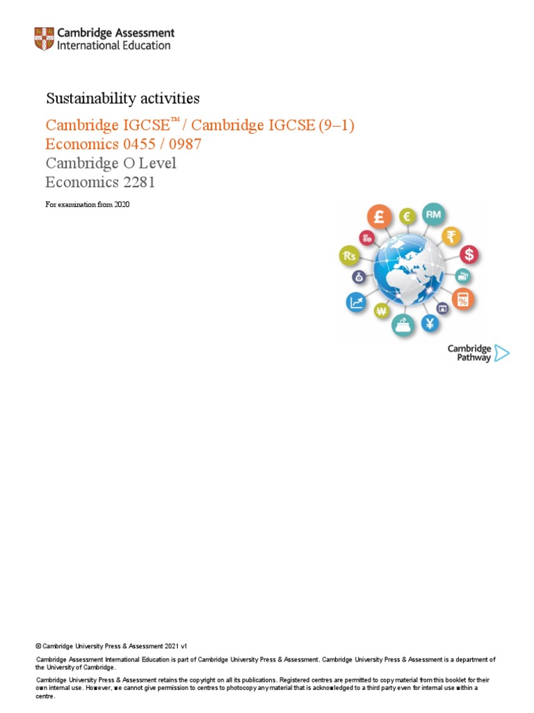 Sustainability Activities: Cambridge IGCSE / Cambridge IGCSE (9-1 ...