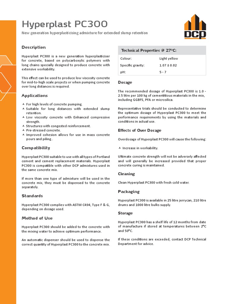 Hyperplast PC300 | PDF | Concrete | Building Engineering