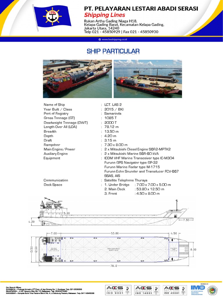 Ship Particular - Las 2 | PDF | Tonnage | Watercraft