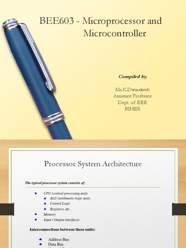EEE - BEE603 - Microprocessor and Microcontroller - Mr. K. Dwarakesh | Download Free PDF ...
