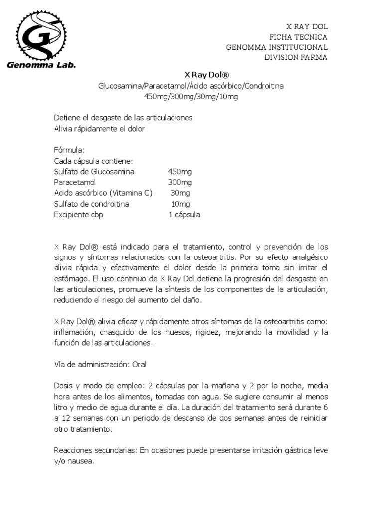 Genomma Lab Ficha Tecnica X Ray Dol | PDF