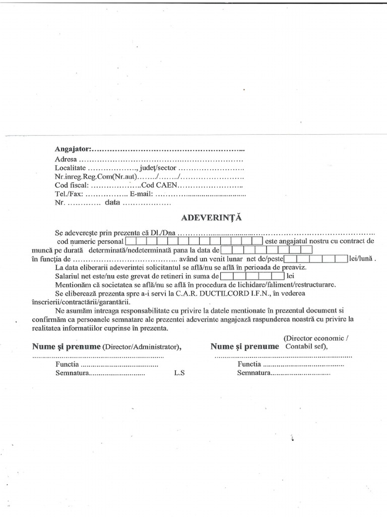 adeverinta salariat | PDF