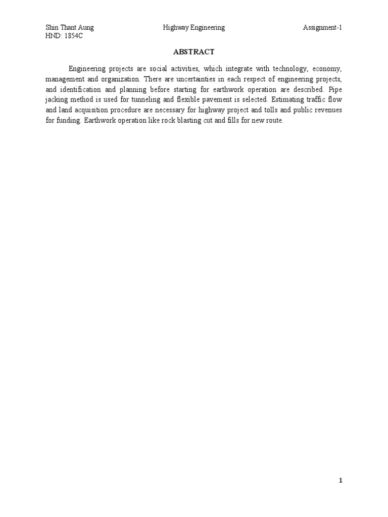Shin Thant Aung Highway Engineering Assignment-1 HND: 1854C | PDF ...
