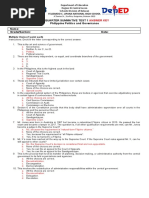 PPG - Final Exam With Answer Key & TOS | PDF | Voting | Pardon