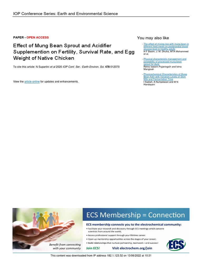 Supartini 2020 IOP Conf. Ser. Earth Environ. Sci. 478 012070 | PDF | Chicken | Embryo