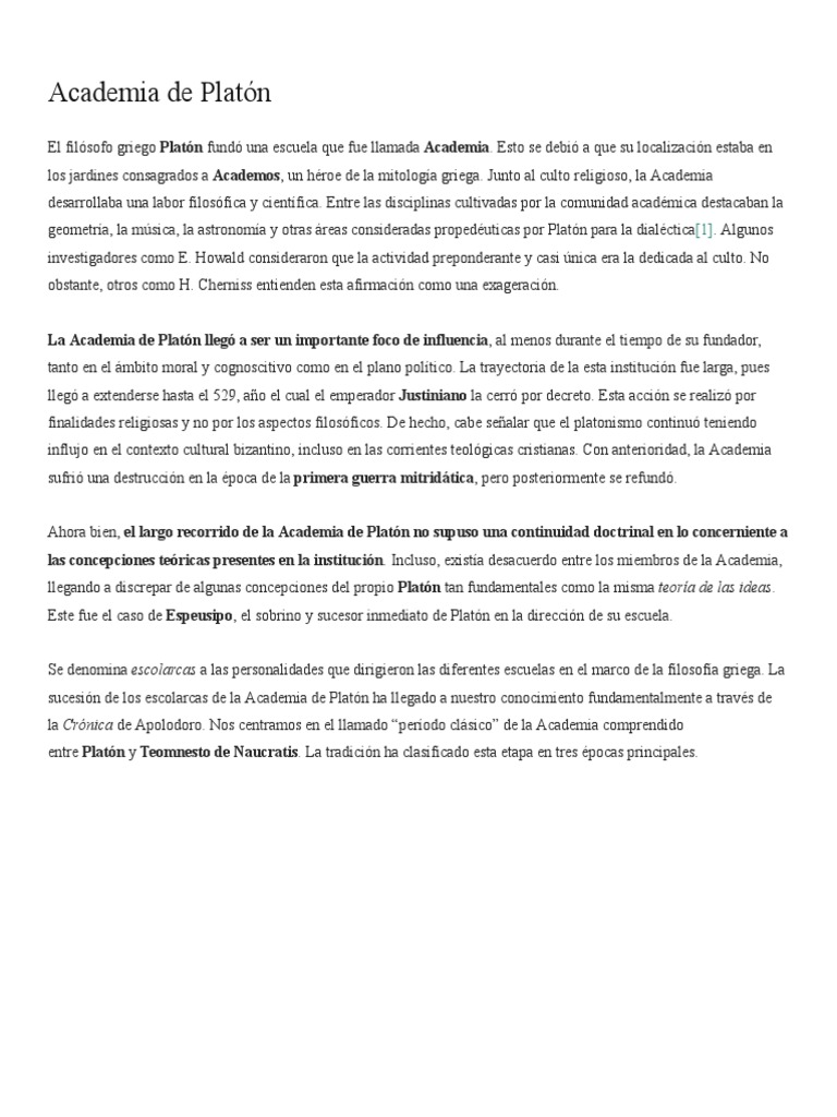 La Academia De Platón Y El Liceo De Aristóteles Pdf Aristóteles