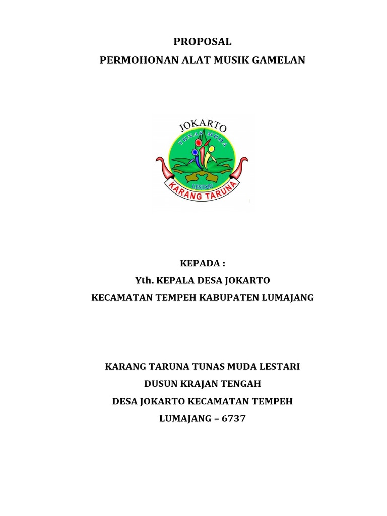 Proposal Karang Taruna Alat Musik Gamelan | PDF
