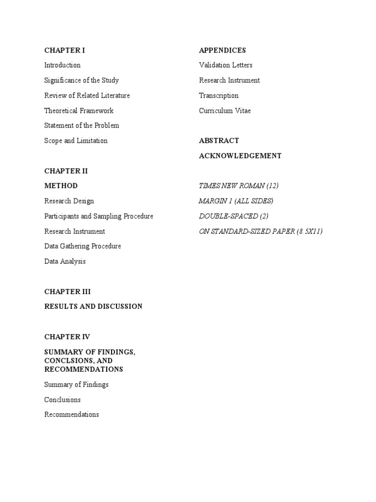 Appendices: Times New Roman (12) Margin 1 (All Sides) Double-Spaced (2) On Standard-Sized Paper ...