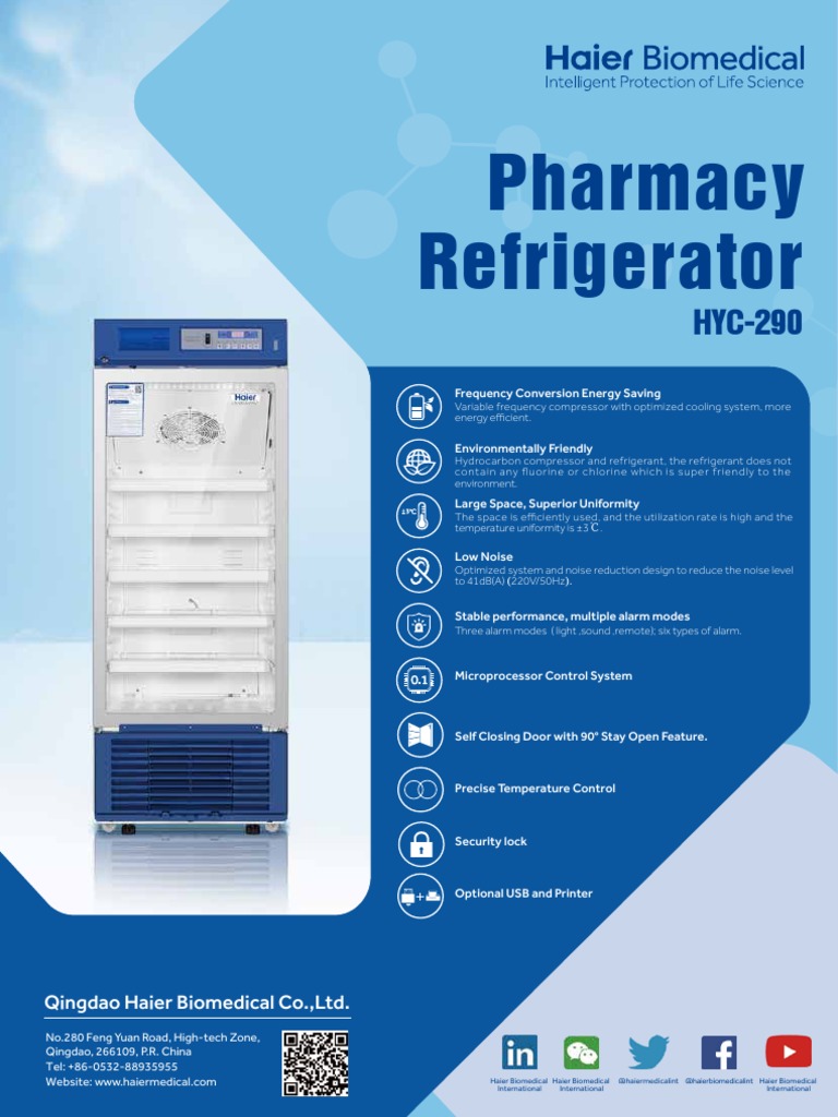 Pharmacy Refrigerator: Qingdao Haier Biomedical Co.,Ltd | PDF | Refrigerator | Electrical ...