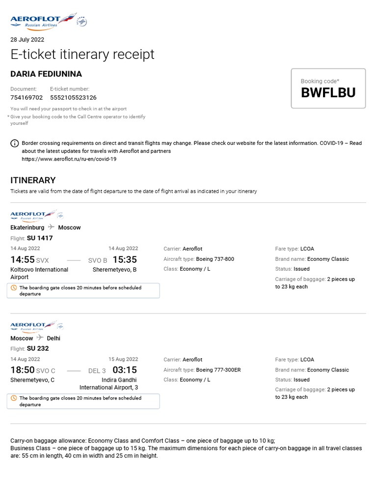 E-Ticket Itinerary Receipt: Bwflbu | PDF | Airlines | Privacy Policy