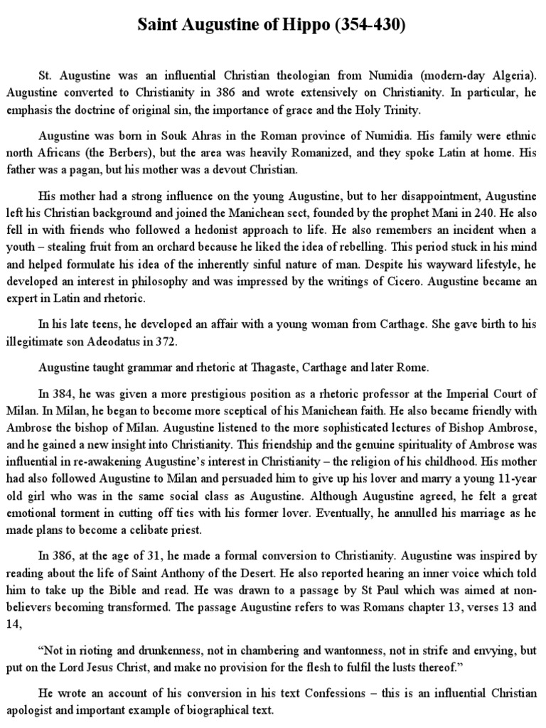 Saint Augustine of Hippo | PDF | Augustine Of Hippo | Predestination
