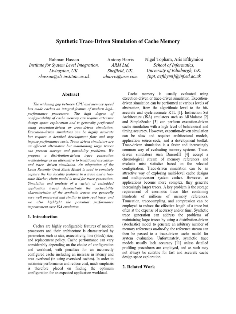 Synthetic Trace Driven Simulation | PDF | Cpu Cache | Simulation Synthetic Trace Driven Simulation | PDF | Cpu Cache | Simulation