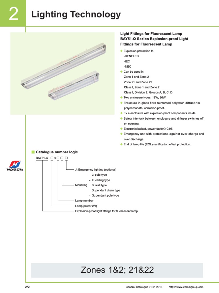 WAROM BAY51-Q Fluorescent GRP | PDF | Equipment | Lighting