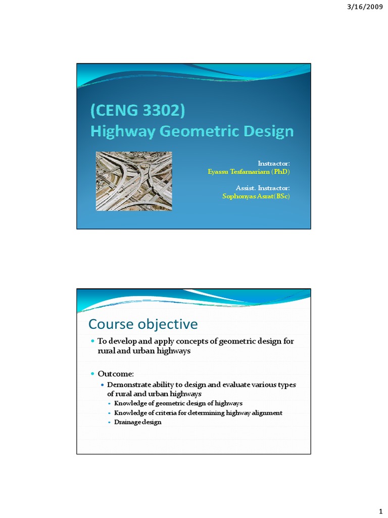 Highway Geometric Design Course Overview | PDF | Topography | Highway
