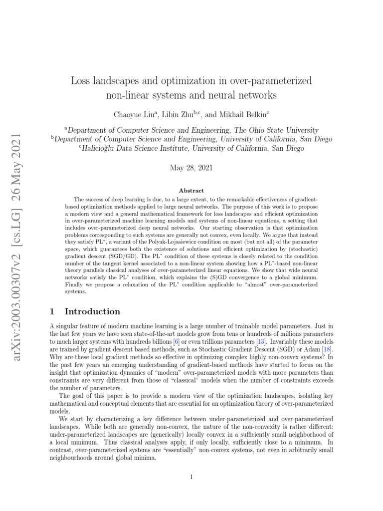 Understanding The Loss Landscapes And Optimization Dynamics Of Over Parameterized Machine