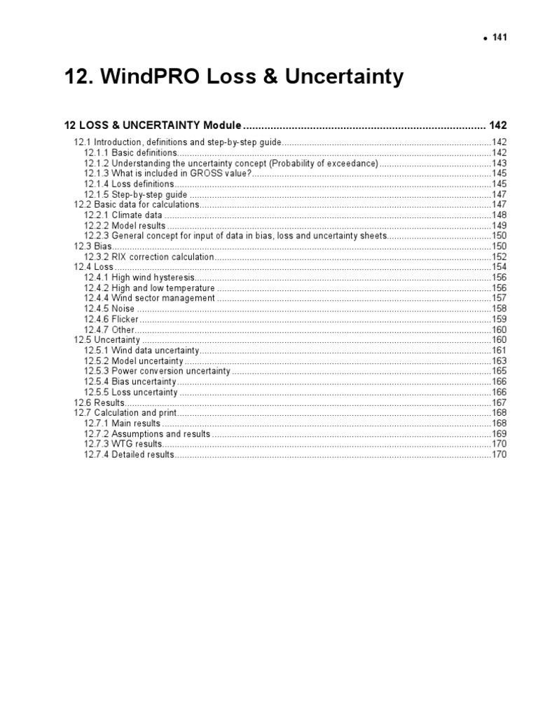 WindPRO Loss & Uncertainty Guide | PDF | Standard Deviation | Wind Power