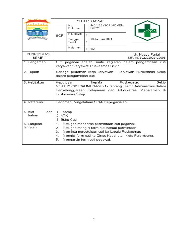 SOP Cuti Pegawai 2021 | PDF