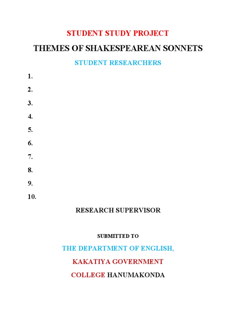 Themes Of Shakespearean Sonnets Pdf Shakespeare S Sonnets