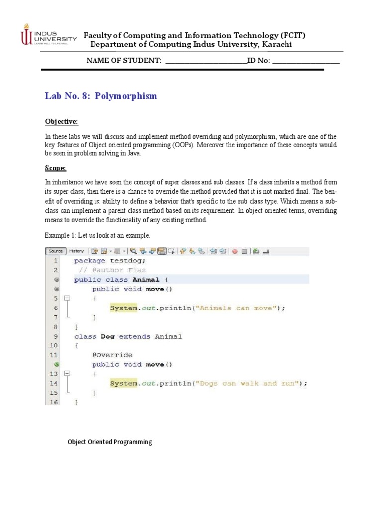 OOP Lab 8 | PDF | Method (Computer Programming) | Inheritance (Object Oriented Programming)