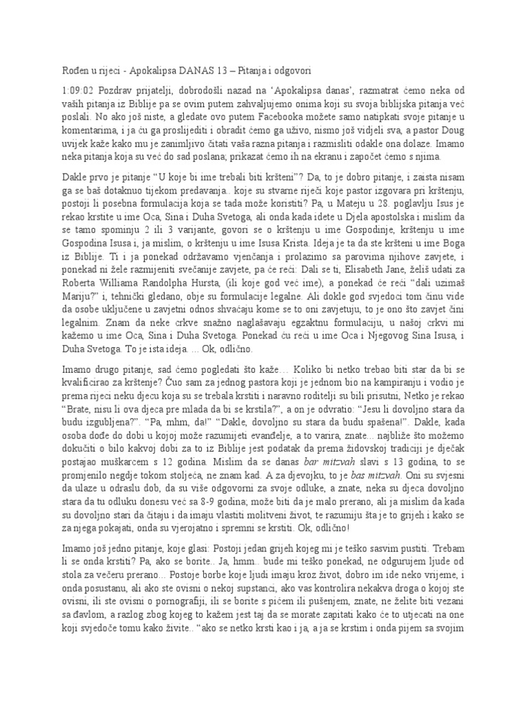 Predavanje Pitanja I Odgovori | PDF