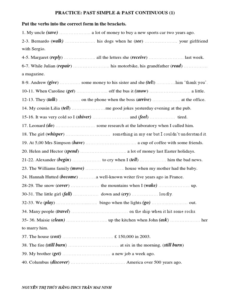 Past simple vs Past continuous-1 | PDF