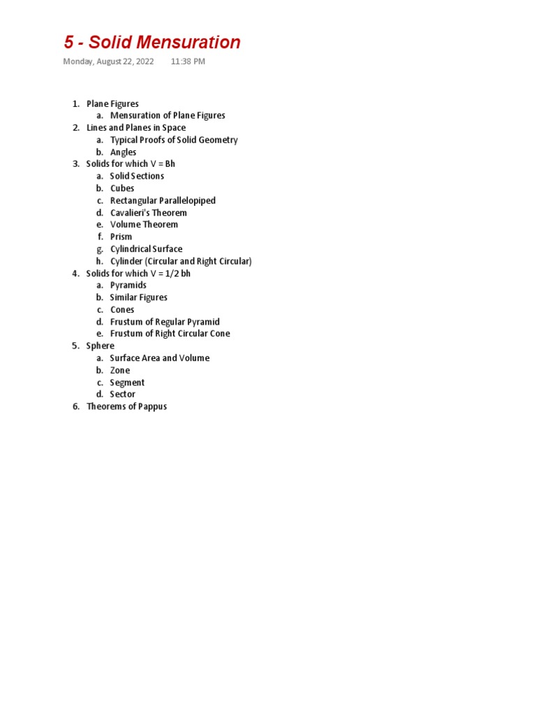 5 - Solid Mensuration | PDF
