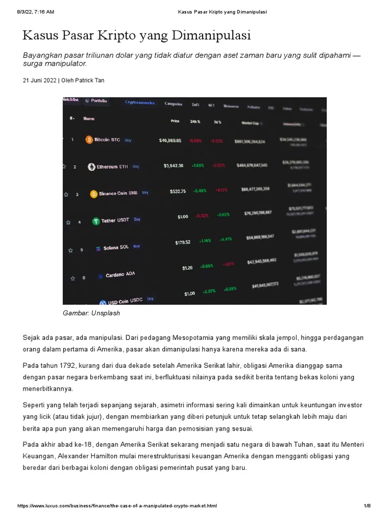 Kasus Pasar Kripto Yang Dimanipulasi | PDF