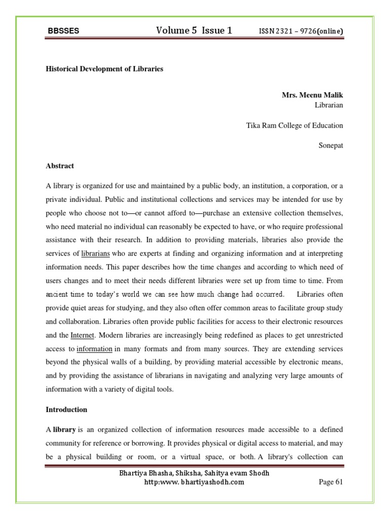 Historical Development of Libraries | PDF | Libraries | Public Library