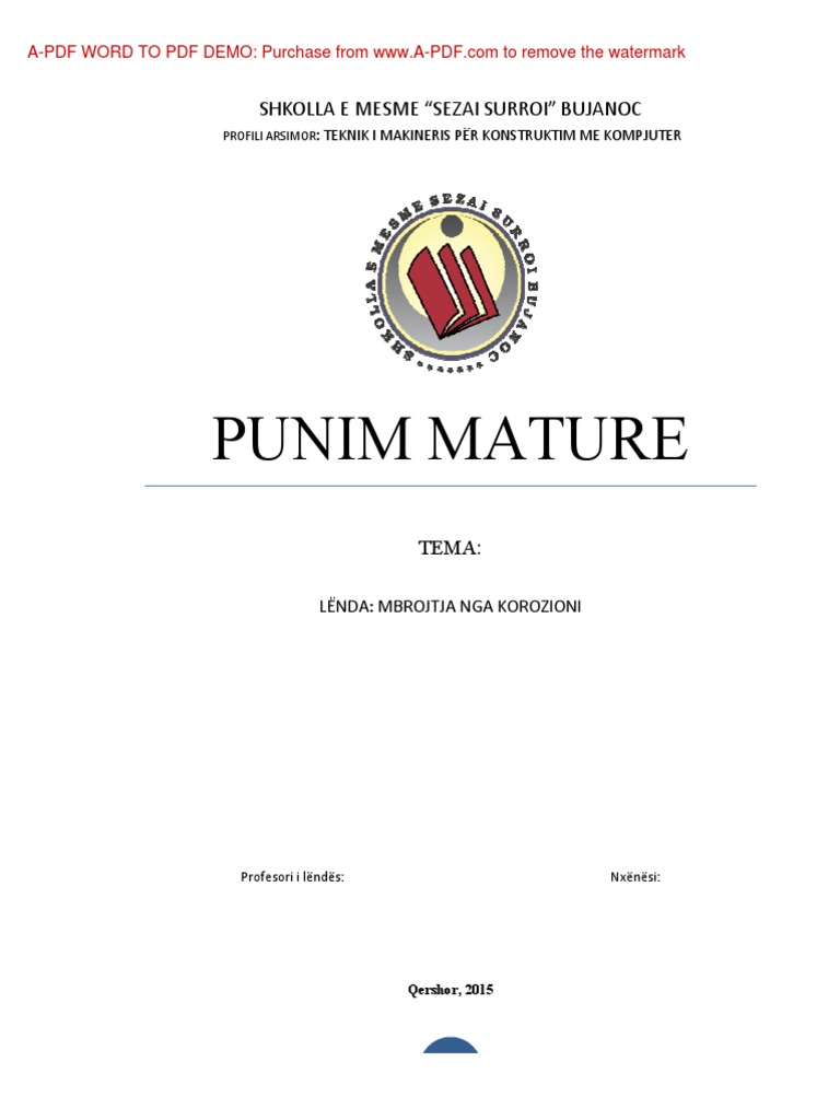 Mbrojtja Nga Korozioni (Tema e Diplomës) | PDF