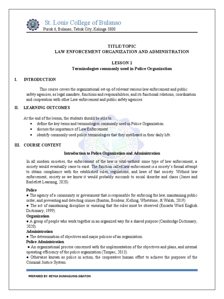 Police Organization Terminologies Guide | PDF | Police | Police Officer