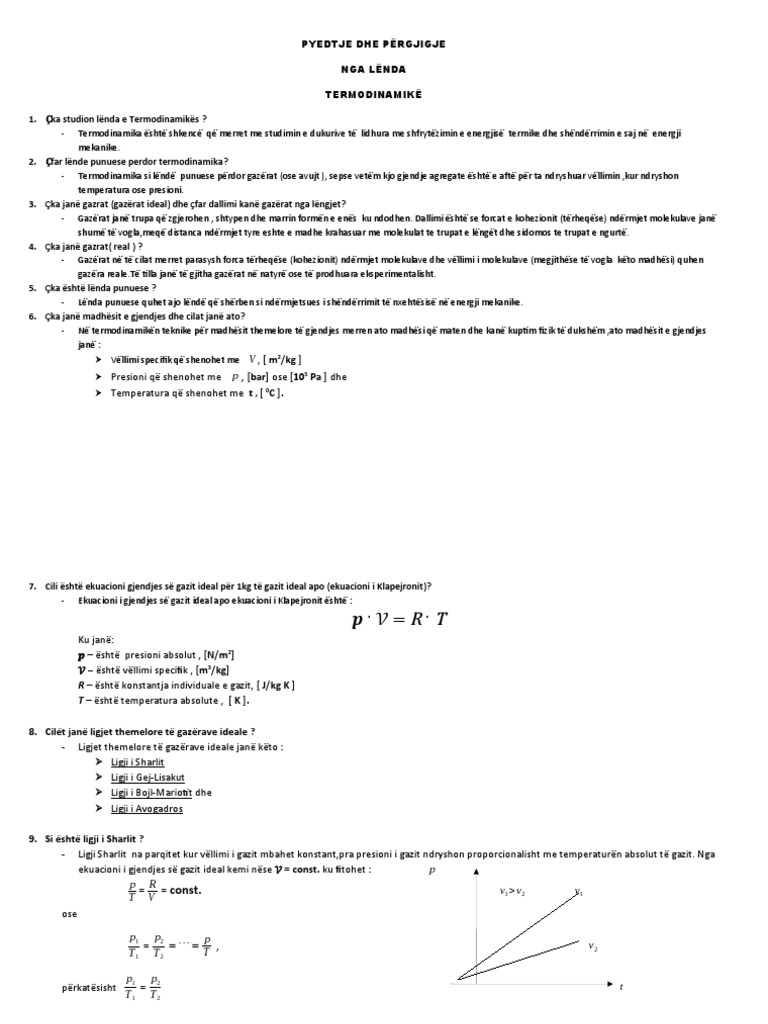 Pytje Dhe Përgjigje Nga Termodinamika | PDF