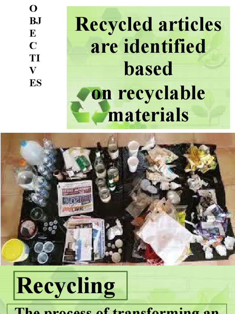Recycled Articles Are Identified Based On Recyclable Materials | PDF ...