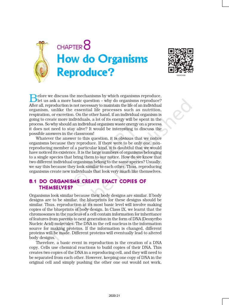 NCERT Books For Class 10 Science Chapter 8 How Do Organisms Reproduce ...