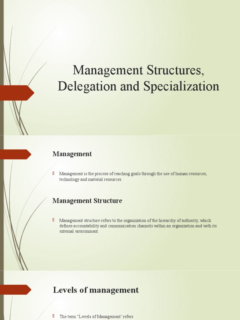 Management Structures, Delegation and Specialization | PDF | Sales ...
