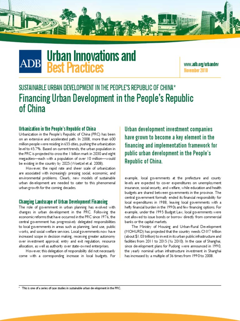 Urban Innovations And: Best Practices | PDF | Banks | Debt