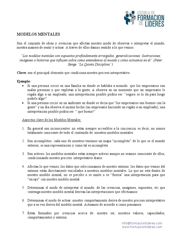 5 - EFL - Resumen - Modelos-Mentales - v3 | PDF | Mente | Conocimiento