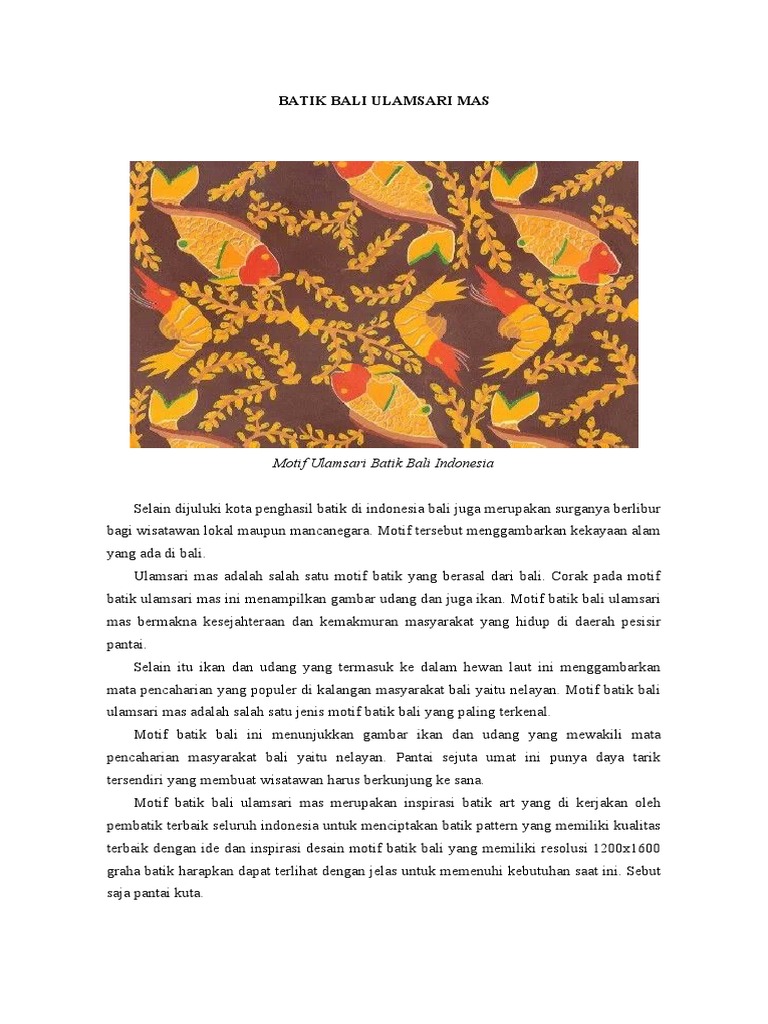 Makna dan Motif Batik Ulamsari Mas | PDF