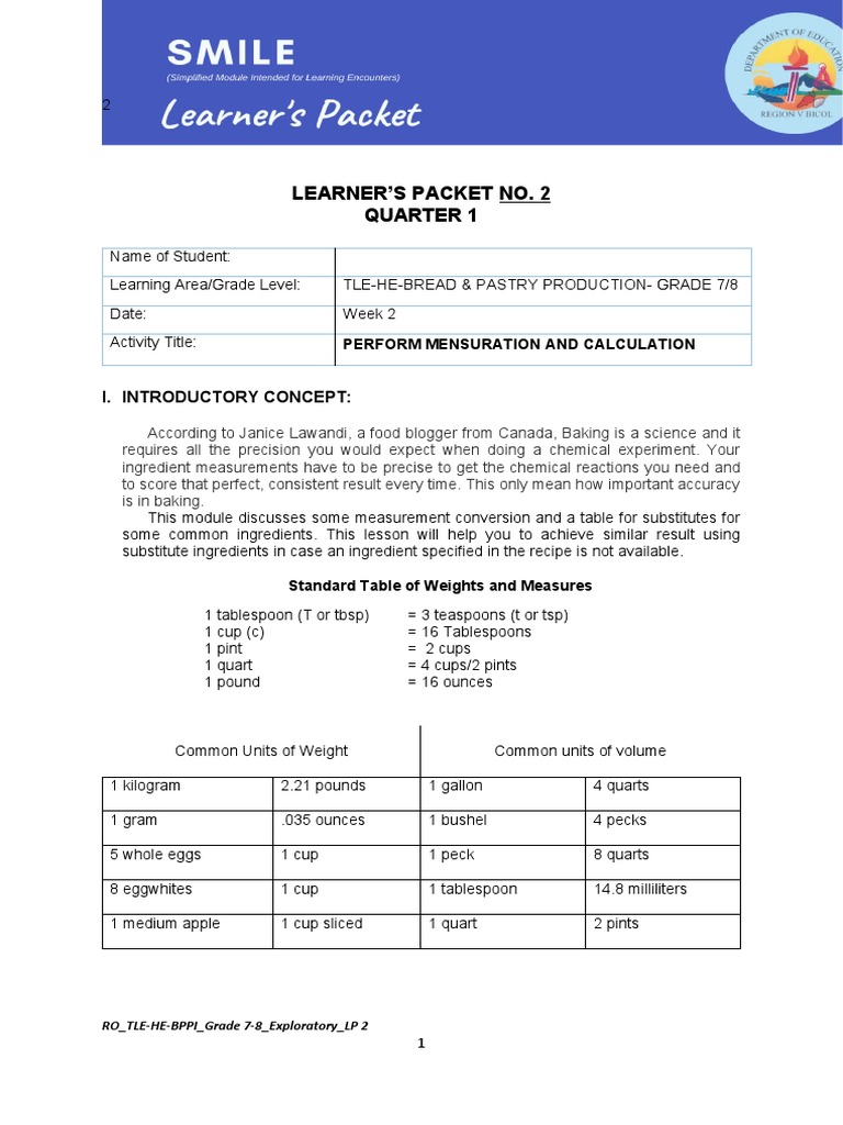 Learner'S Packet No. 2 Quarter 1: I. Introductory Concept | Download ...