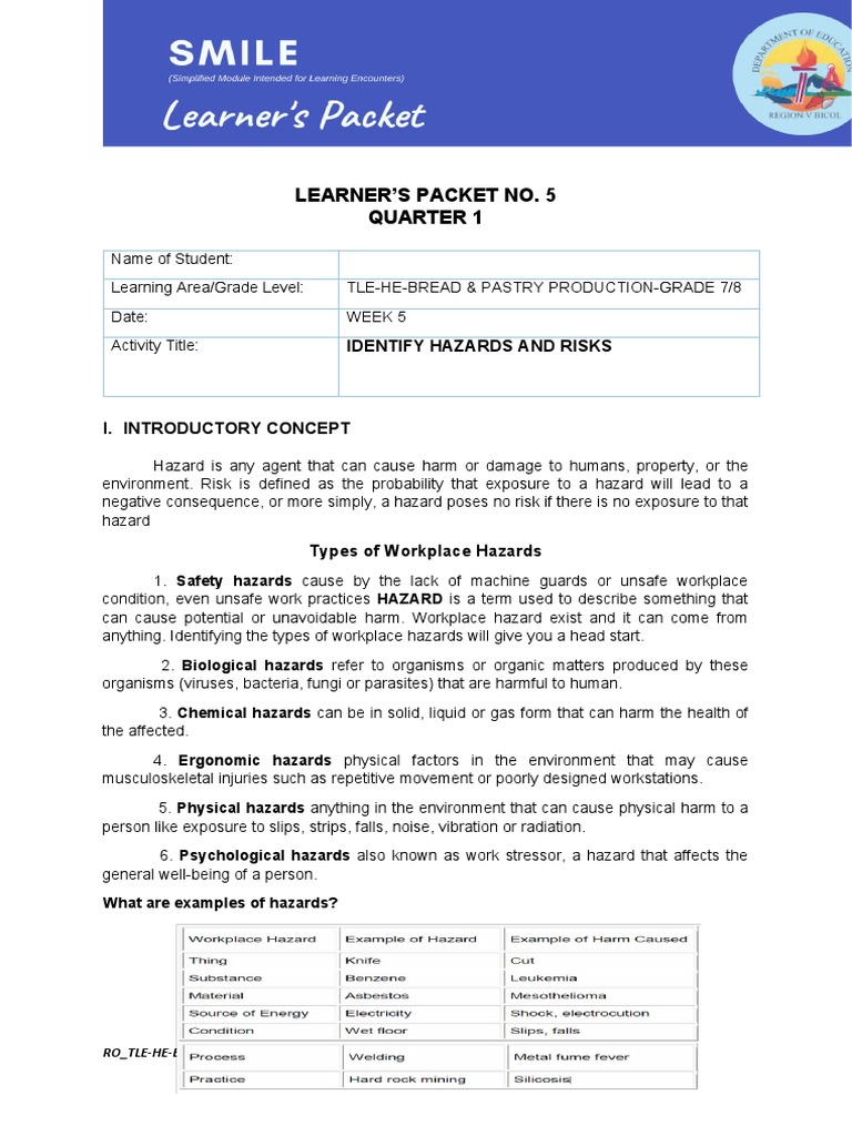 LP5 TLE-HE-BPP G78 Exploratory Wk5-EDITED | PDF | Occupational Safety And Health | Hazards