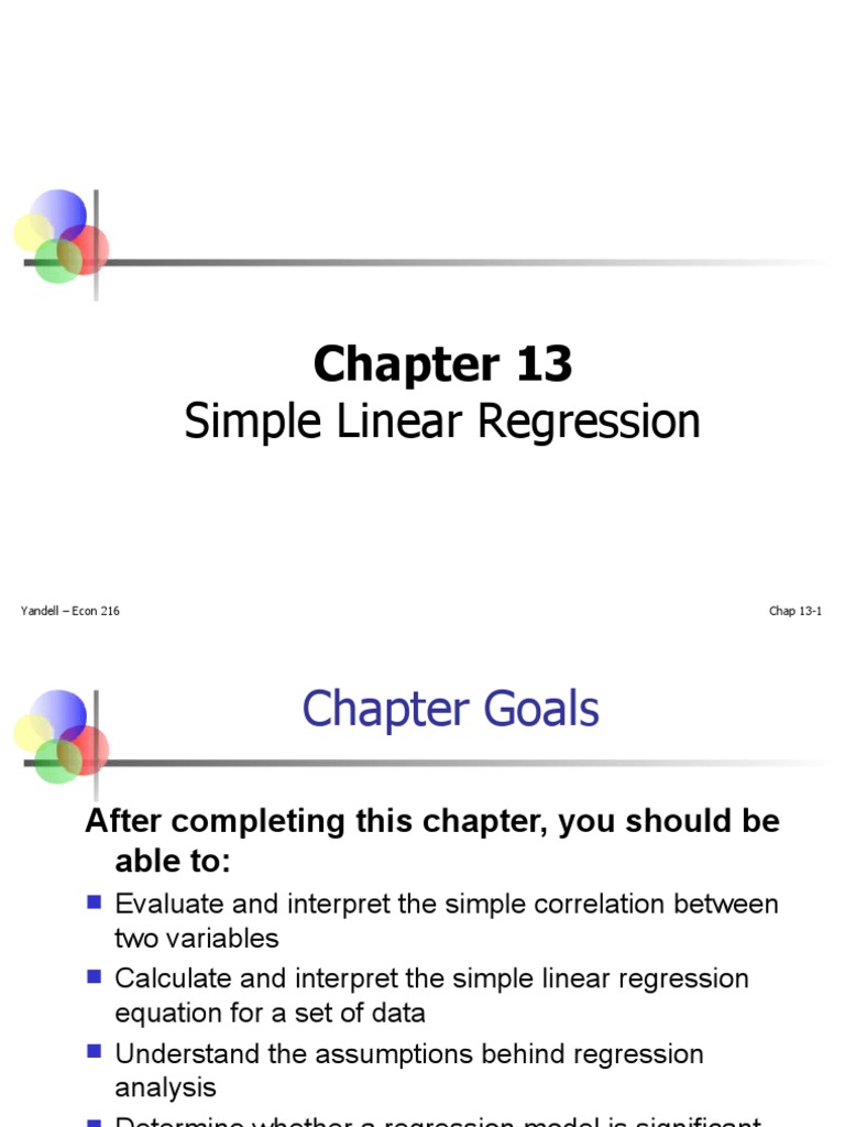 Simple Linear Regression: Yandell - Econ 216 Chap 13-1 | Download Free PDF | Errors And ...
