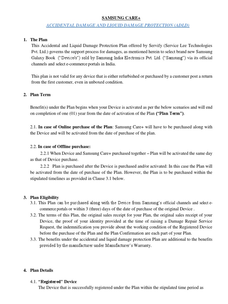 Samsung Care Plus NPC | PDF | Legal Liability | Operating System