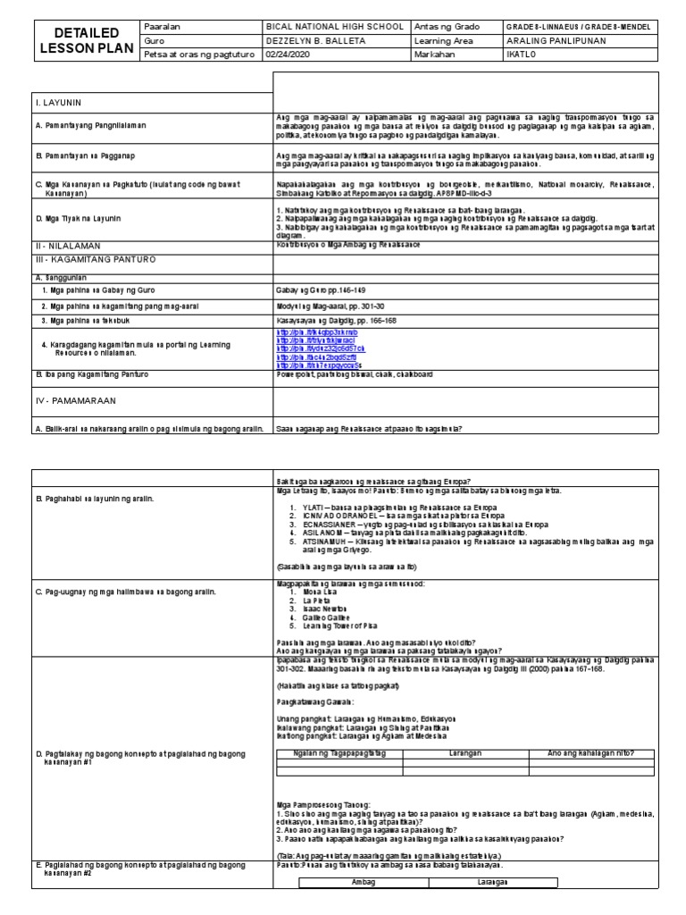 COT Mga Ambag NG Renaissance | PDF