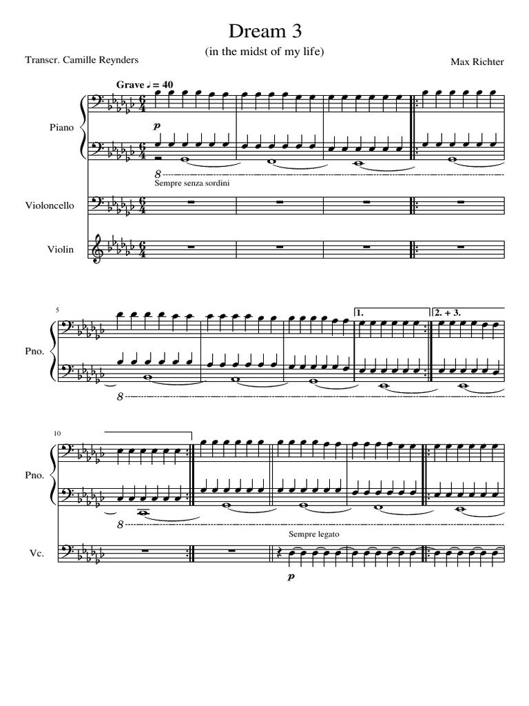 A Dream in the Midst of Life: A Transcription of Max Richter's "Dream 3 | PDF