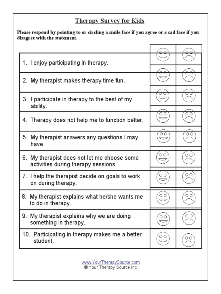 Therapy Survey For Kids2 | PDF