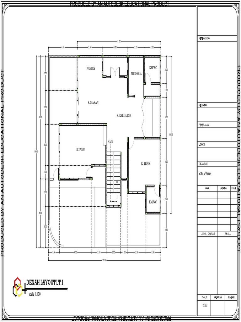 Denah Layout Lt.1: Pantry Mushola KM/WC | PDF